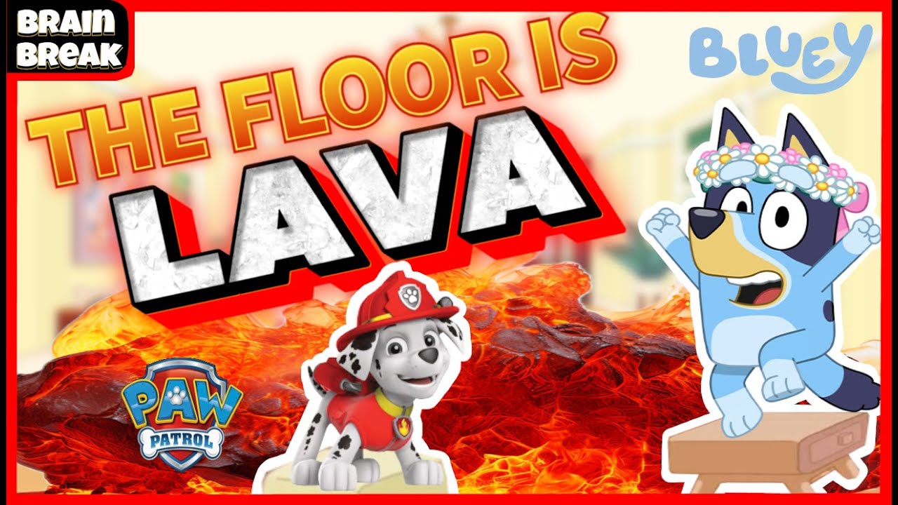 Floor is Lava Brain Break | Bluey VS Paw Patrol | Dance Party - YouTube