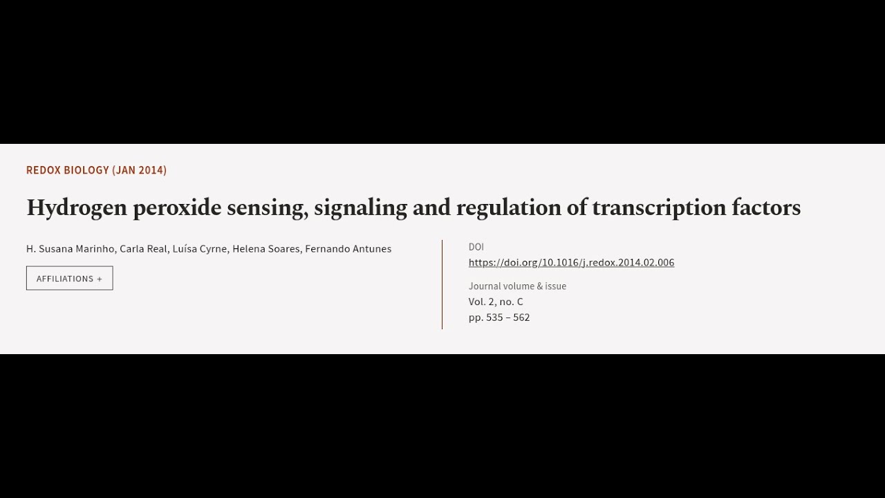 Hydrogen peroxide sensing, signaling and regulation of transcription ...