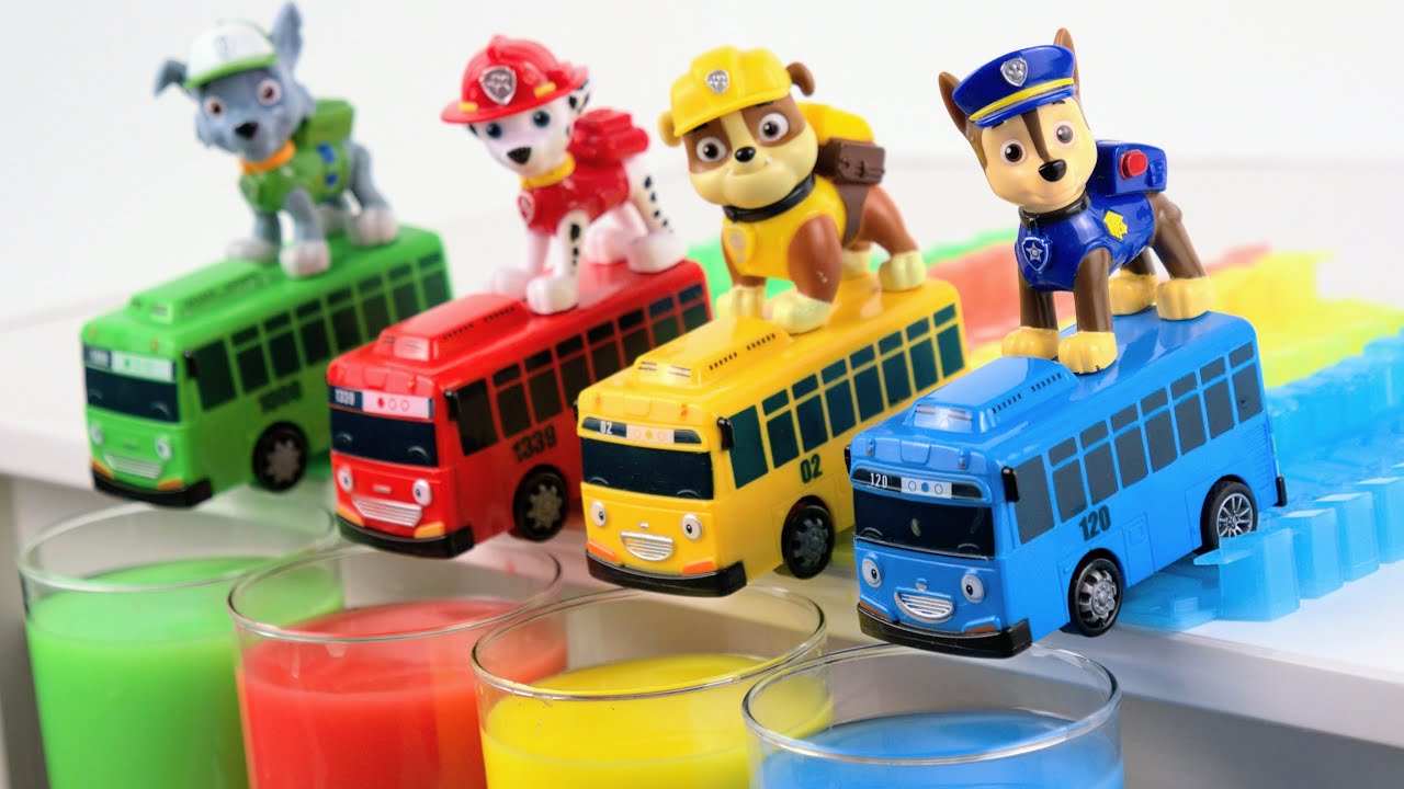 Learn Colors with Paw Patrol and Tayo Buses for Kids - YouTube