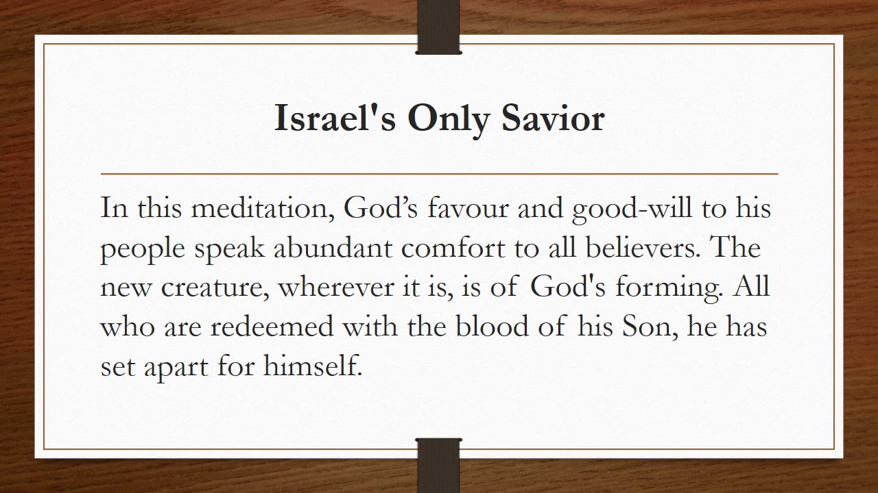 Israel's Only Savior - YouTube