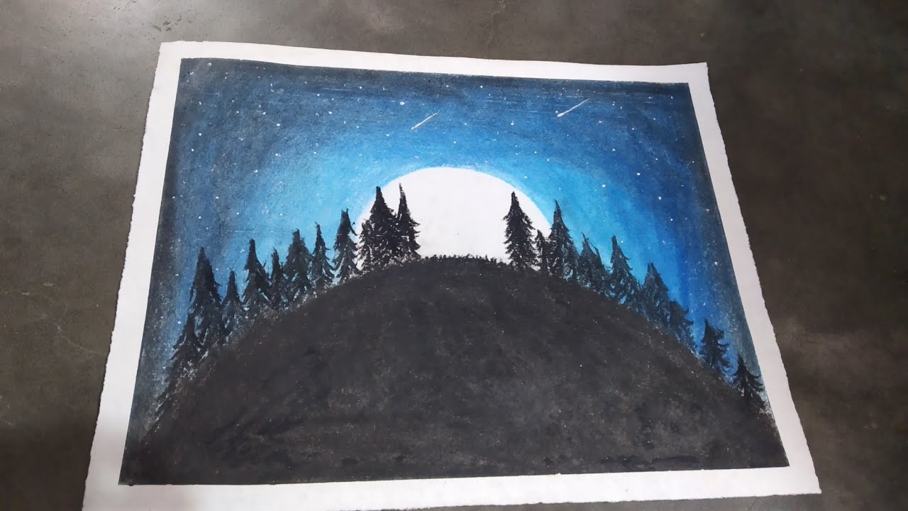 6* tree shadows under moonlight || step by step || painting with ...