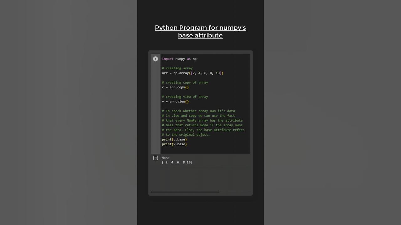 Python program for NUMPY's base attribute 😲😲😎😎 - YouTube