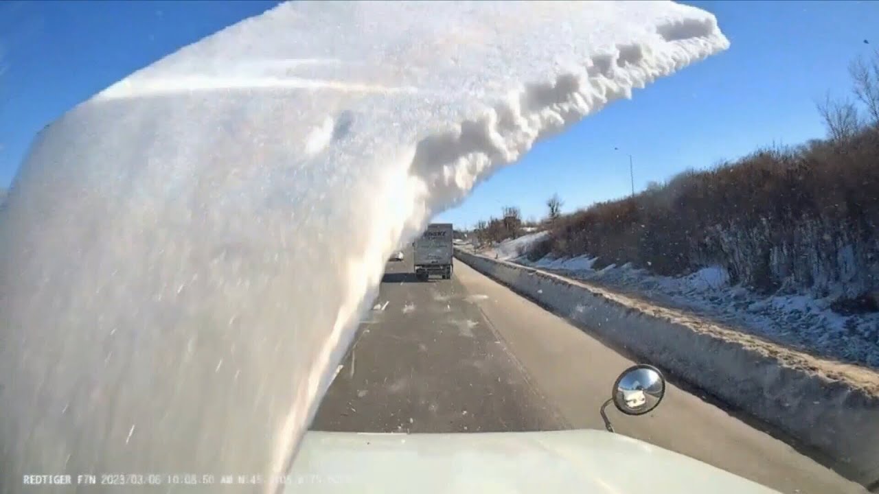 WATCH: Flying ice smashes windshield on Ottawa highway - YouTube
