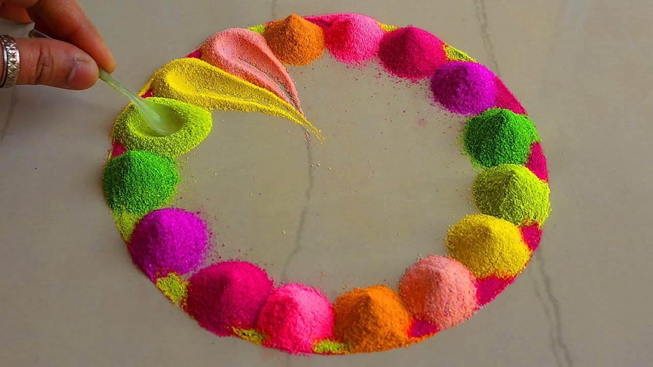 Satisfying video | Shivratri Rangoli design | Easy Rangoli for Festival ...