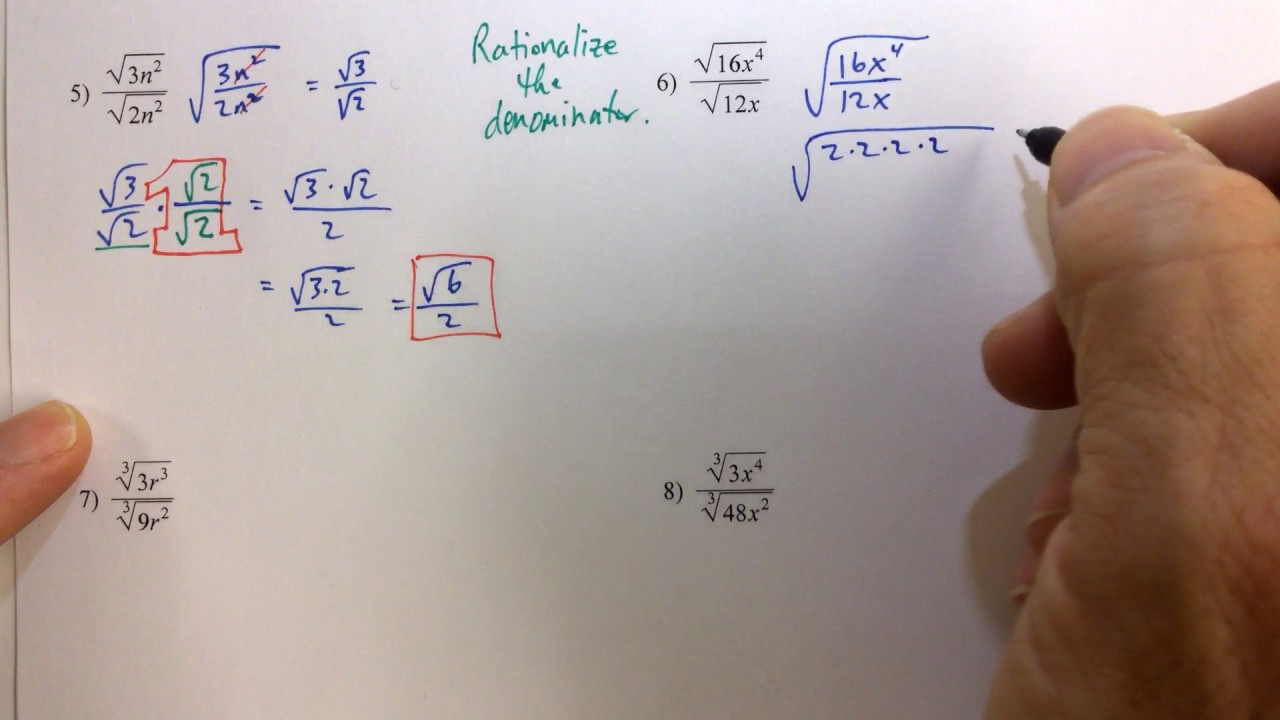 A2 Unit 4 Dividing Radicals Notes #5-6 - YouTube