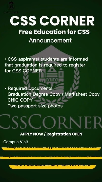 CSS CORNER | Announcement | New Batch Registration Guideline 2024-2025 |#css #csscorner #karachi ...