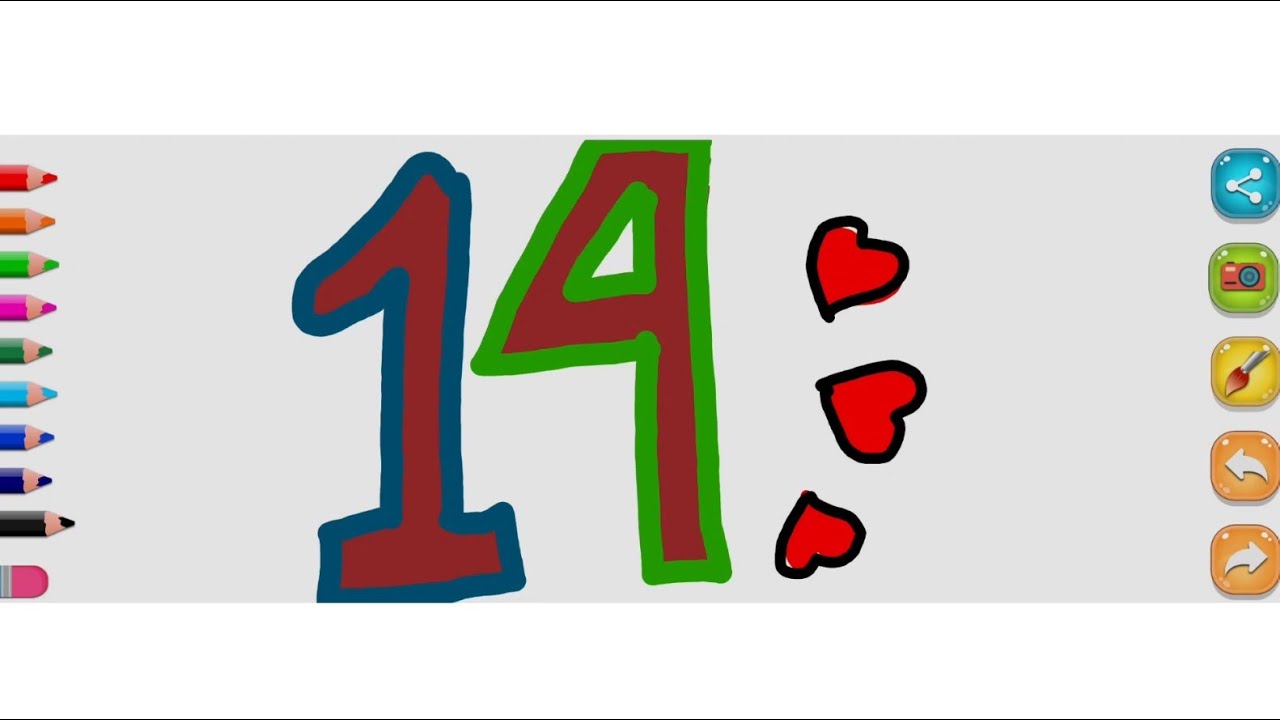 Let's learn to draw & color the number 14 | a fun activity for kids #65 ...