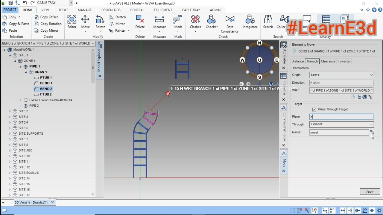 Aveva E3d - Cable Tray Modification - How to Align Bend / Riser - YouTube