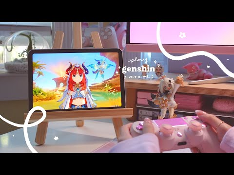 🪷 playing genshin on a cozy fall afternoon | 1hr of gameplay ambience (jp dub, ipad mini) ✩