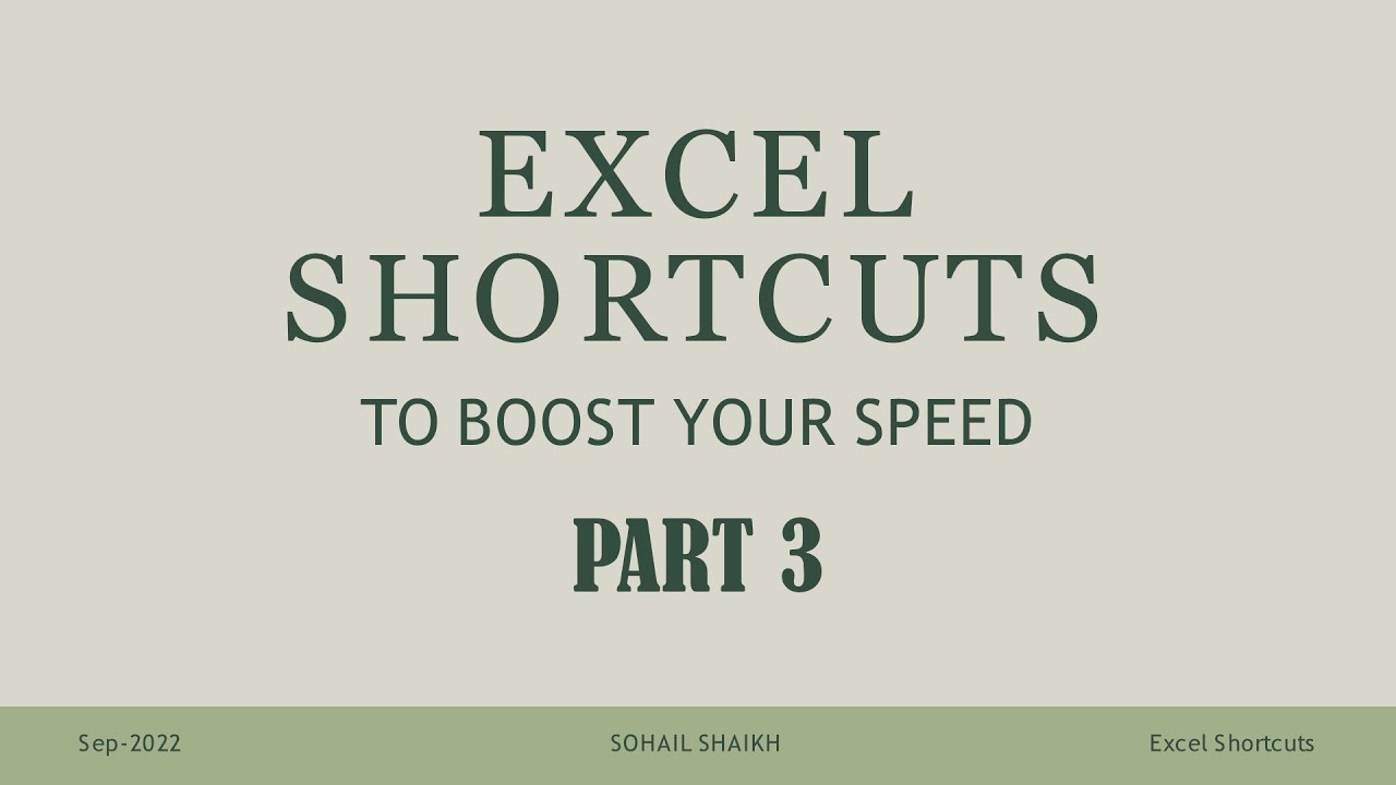 Excel Shortcuts Part 3 Excelshortcuts Msexcel Youtube