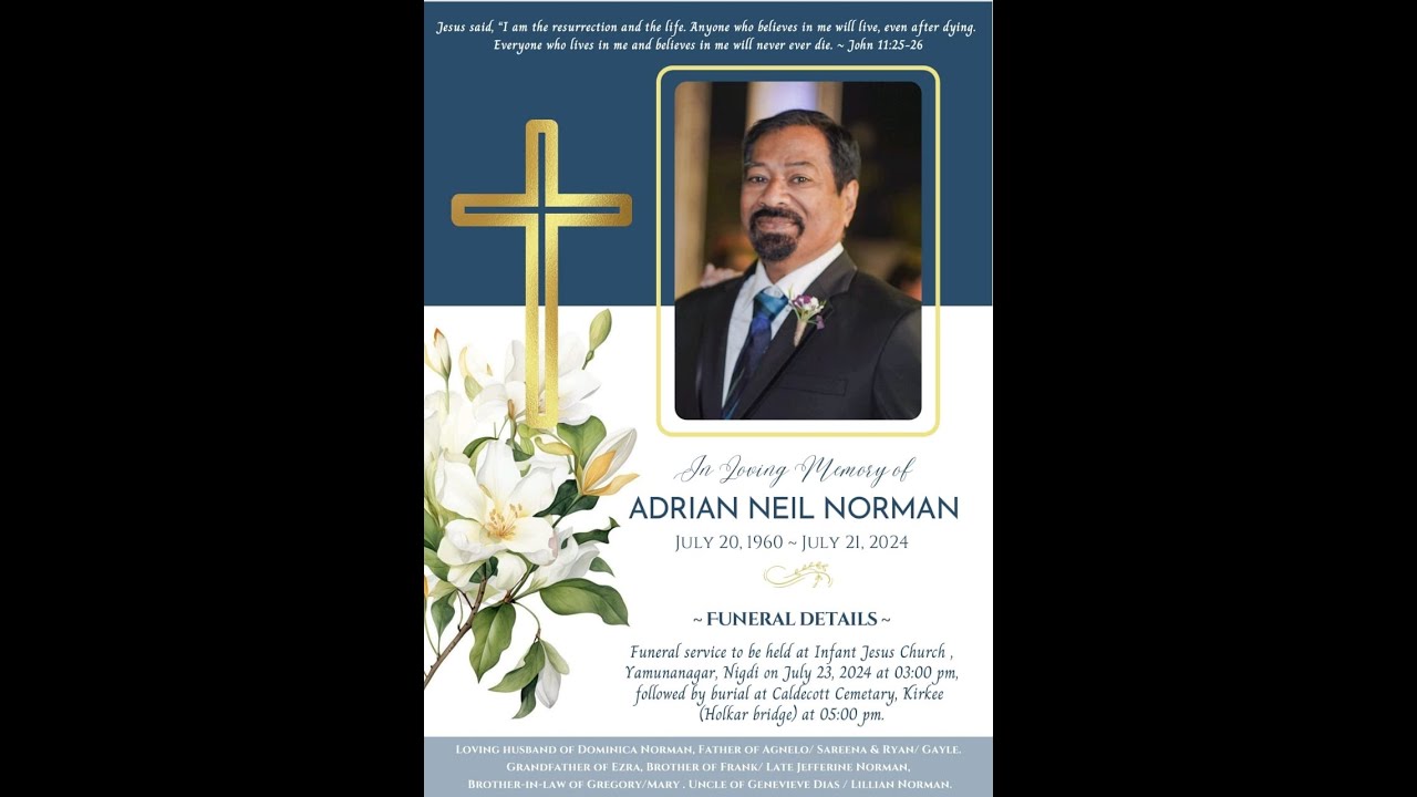 Funeral Service Of Mr. Adrian Neil Norman - YouTube