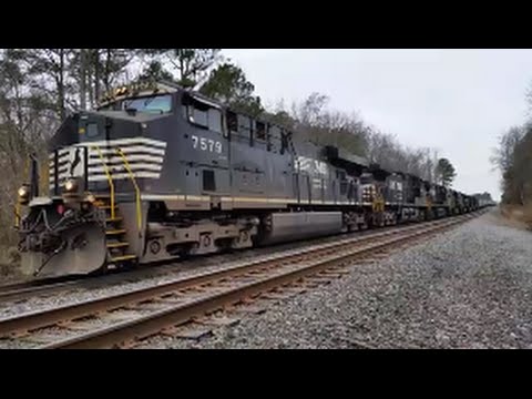 [NS]7579 GE ES-40DC & 7 Other Locomotive Work E26-20 Massive GE RUMBLE & DEEP K5HL in Pine Level ...