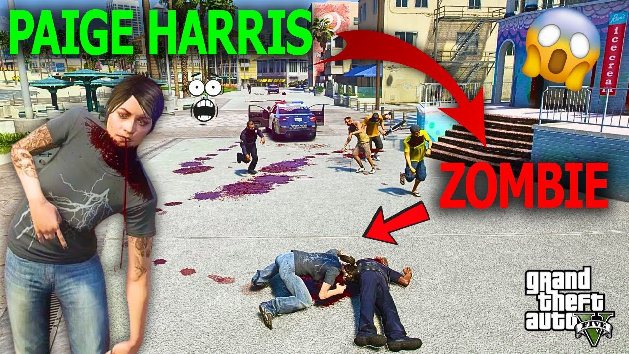 GTA 5 - Paige Harris Becomes A ZOMBIE & Infect Los Santos Beach - GTA V ...