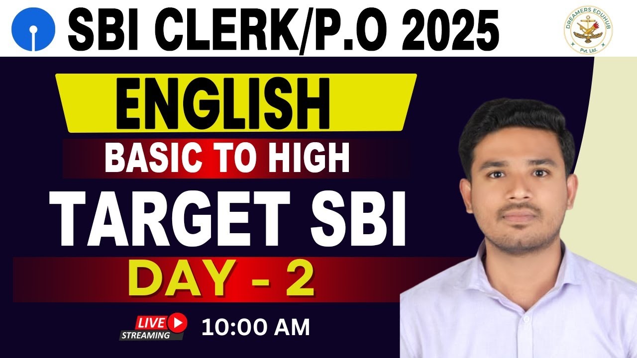 SBI CLERK PO 2025 | ENGLISH | DAY 2 | SBI CLERK 2025 EXAM | SBI EXAM 2025 | sbi po exam | SBI ...