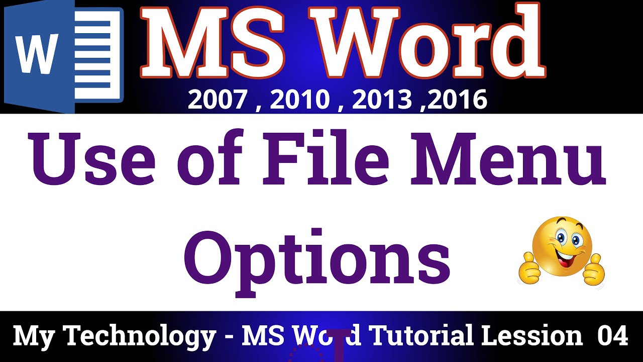 MS Word File Menu Option Details in Hindi by ||My Technology|| - YouTube