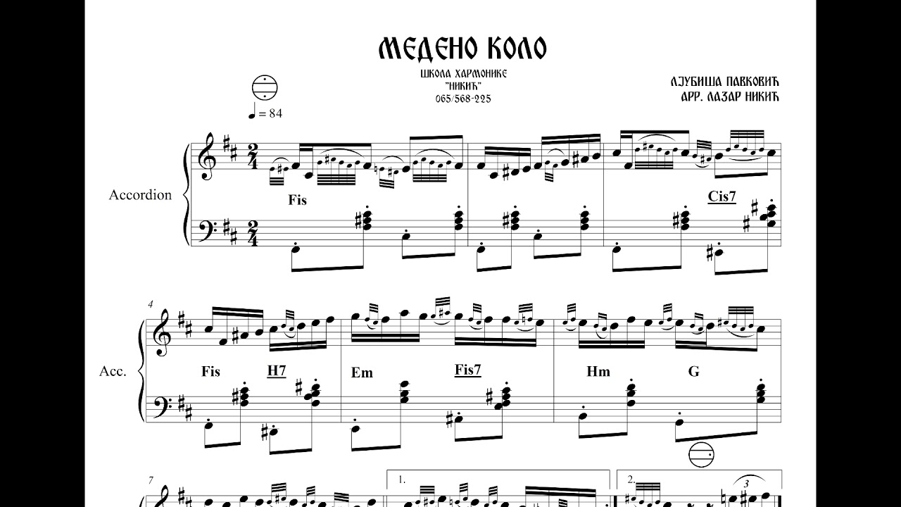 Note za harmoniku - Medeno Kolo - Ljubiša Pavković - YouTube