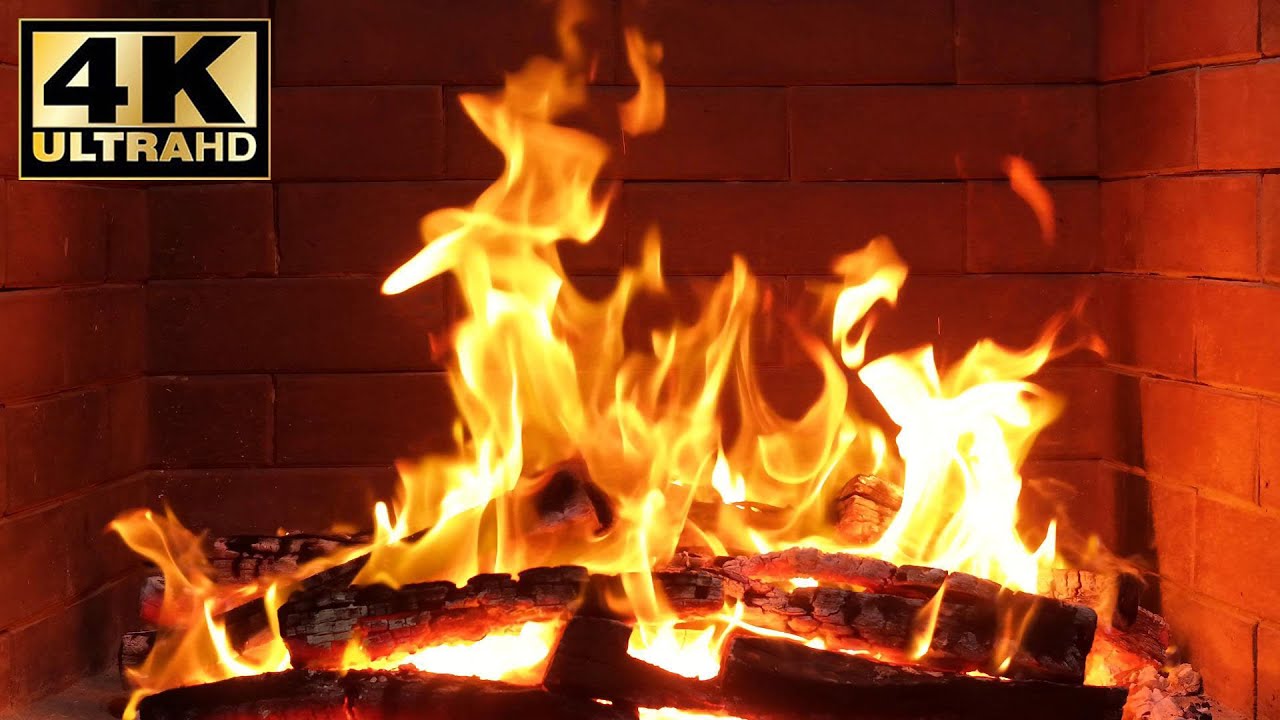 🔥 4K Fireplace Background UHD. Cozy Cabin Fireplace The Woods. High ...