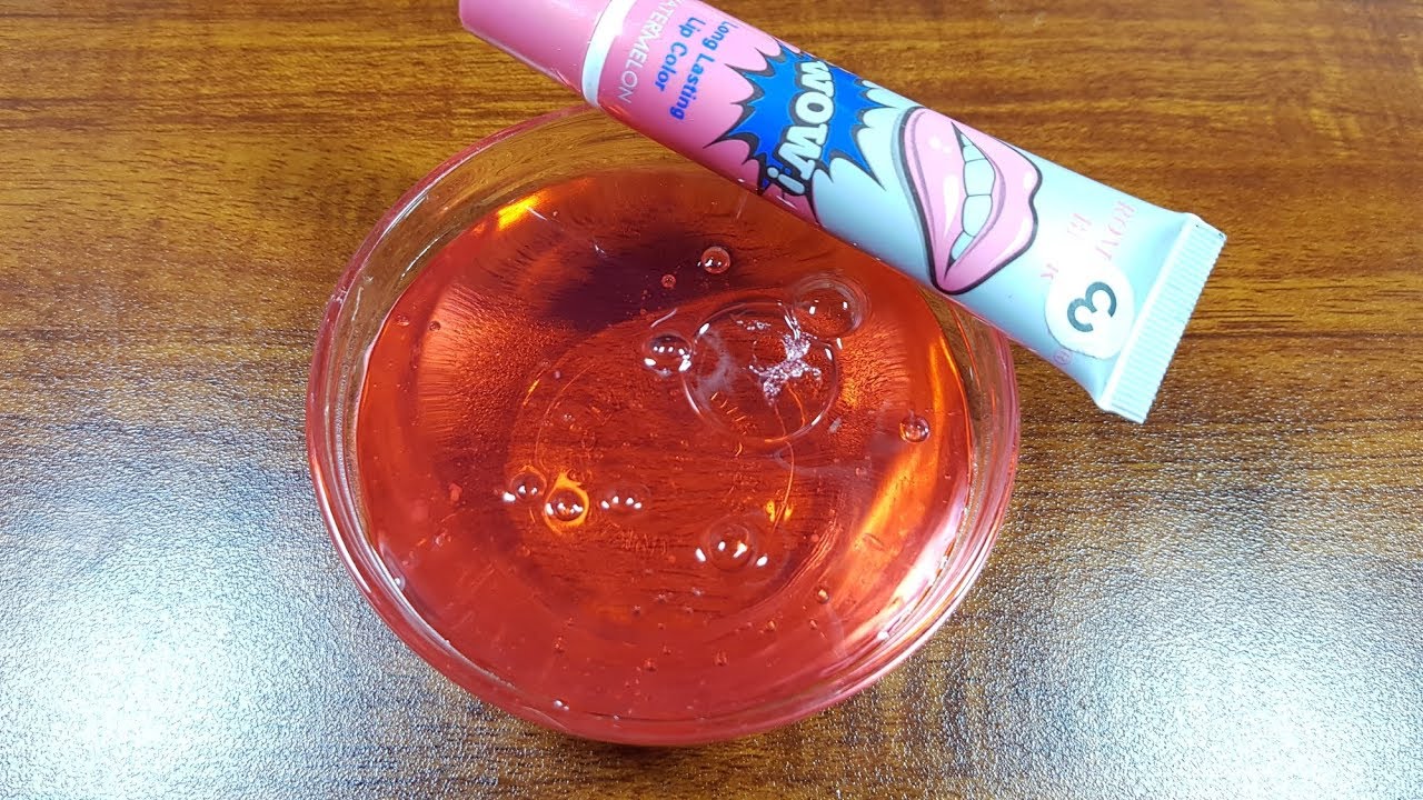 Lipstick Clear Slime , Clear Slime with Lipstick - YouTube