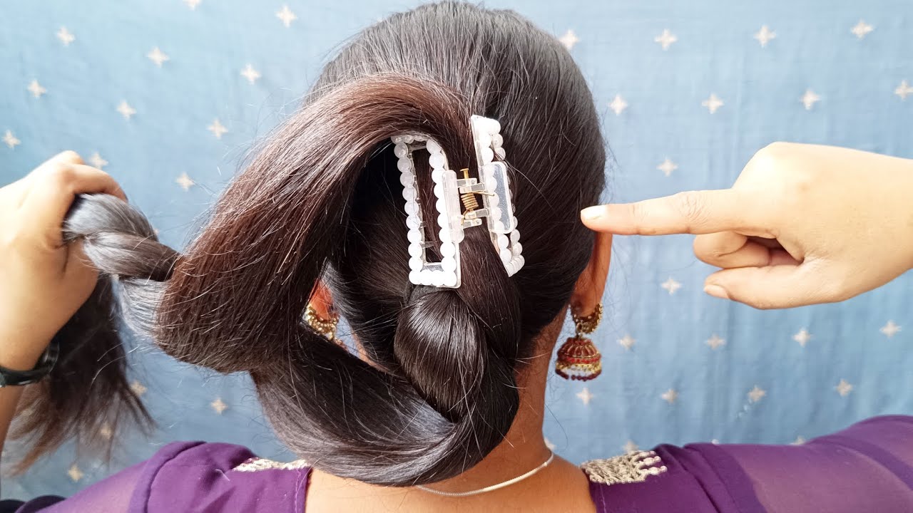 Trendy Clutcher Bun! Beautiful Girls Long Hair Style \ Hairstyle For ...