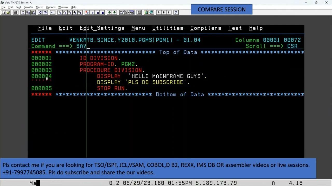 Mainframe tip| COMPARE SESSION COMMAND| #shorts Shorts #Mainframe @venkatsince2010 - YouTube