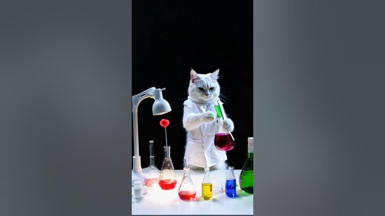 Meow meow cat is learning to do a chemistry experiment #cat # ...