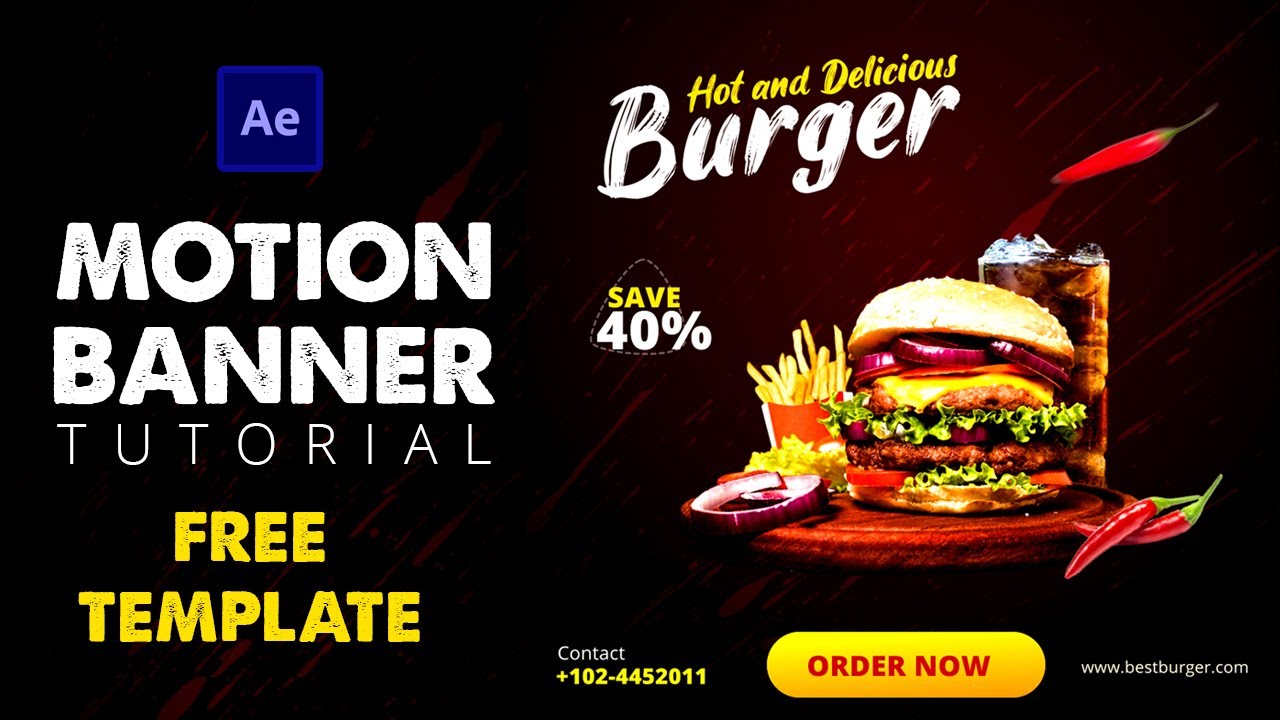 Motion Banner in After Effect Tutorial | Free Template | Vizon - YouTube