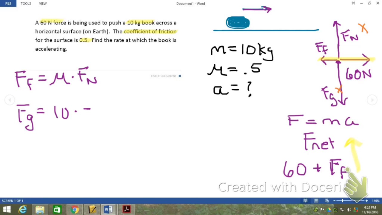 Force Problem Example - YouTube