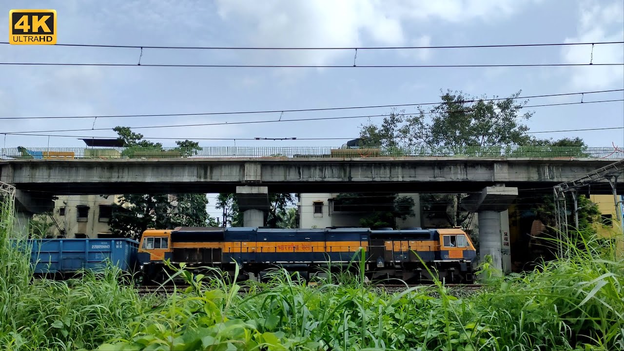 [4K | ULTRA HD] Side View Of Freight Train - WDG4D With BOXN Wagons | # ...