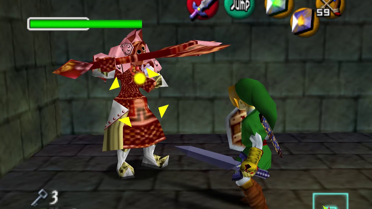Oot Switch Dungeons Sword hitbox forward stab at a iron knuckle - YouTube