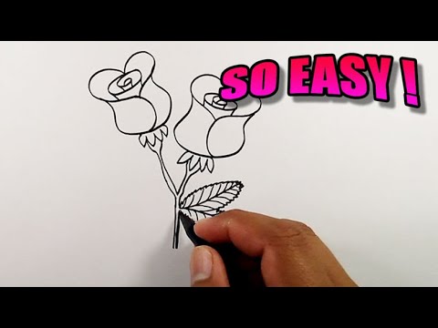 How to draw 2 roses in one stem | Easy Drawings - YouTube