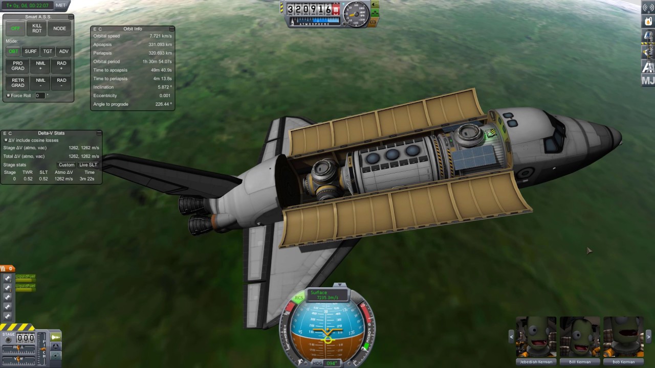 KSP RSS realistic space shuttle space station core launch - YouTube