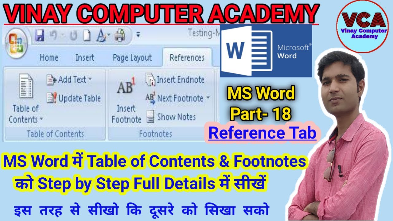 msword part 18| References Tab| Table of Contents, Footnote and Endnote ...