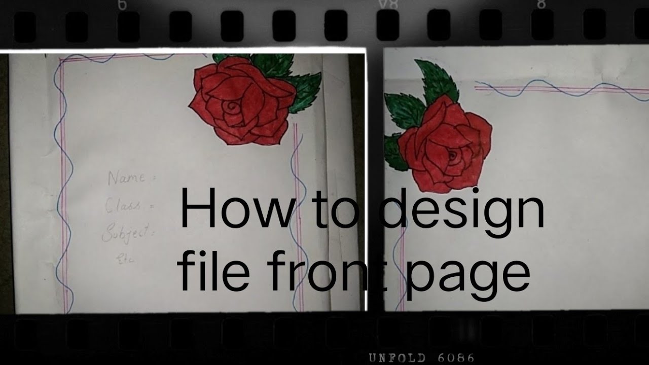 How to draw design file front cover page ||Simple drawings||Easy rose ...