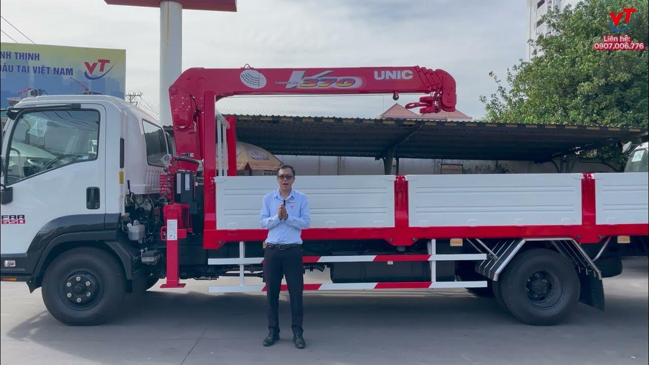 ISUZU FRR650 GẮN CẨU UNIC 370 (3 TẤN 4 KHÚC) CHÂN TÚ VUÔNG - YouTube
