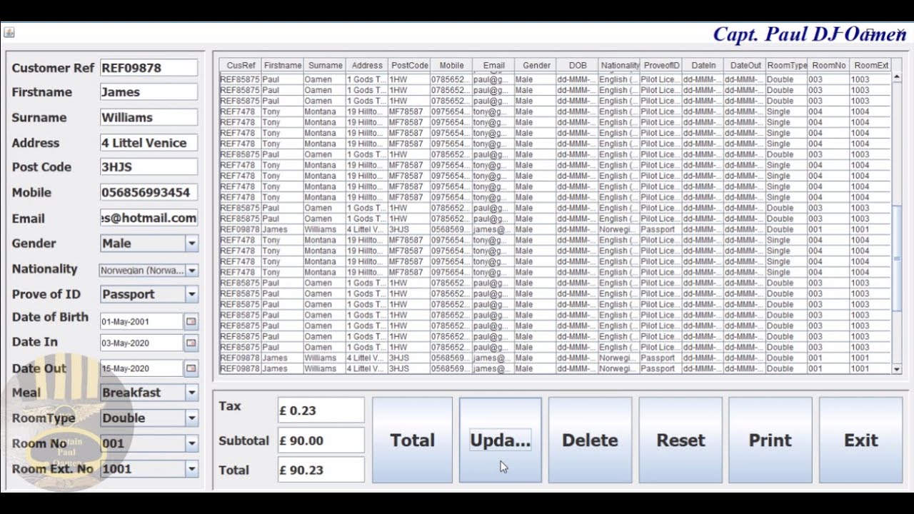 How to Create Hotel Management System with SQL Database in Java using ...