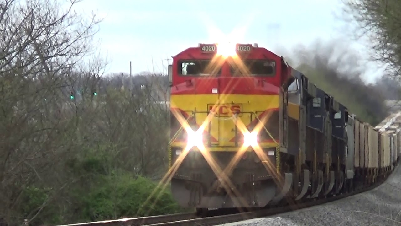 KCS SD70ACe 4020 w/ K5LLA + Friendly Crew Leads CSX Q648 on 3/30/18 - YouTube