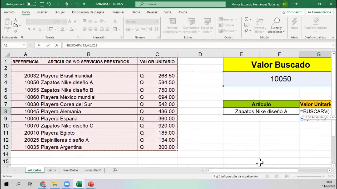 Fórmula Excel Buscar V - YouTube