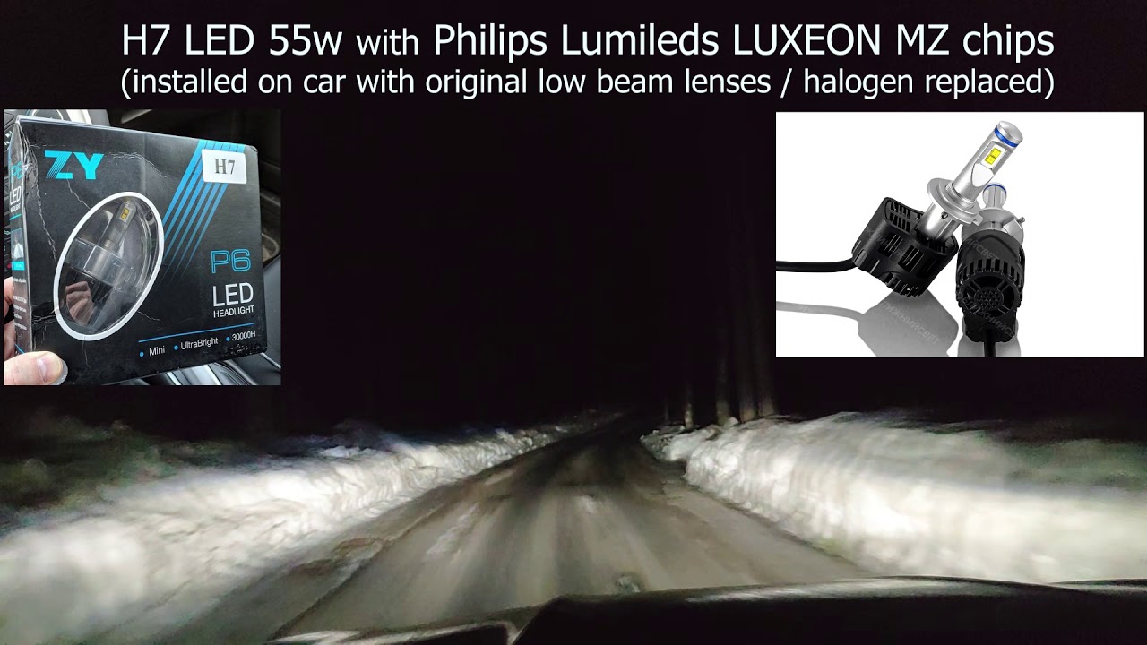 ZY P6 H7 LED Lamps 5000K with Philips Lumileds Luxeon MZ chips - YouTube