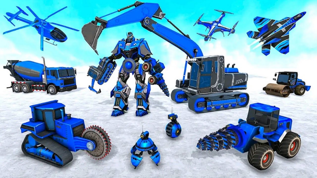 Snow Robot Multi Transform Excavator Car Game - Android Gameplay - YouTube