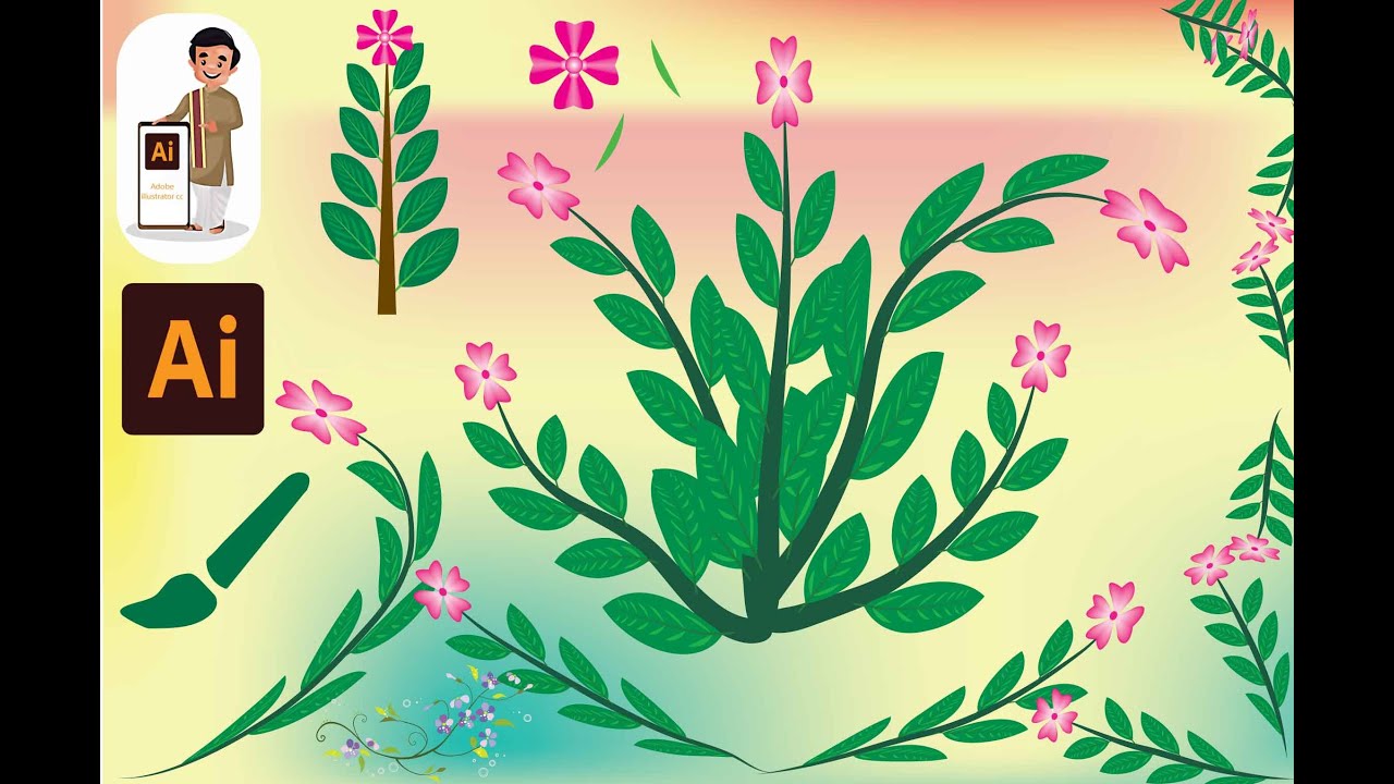 Adobe illustrator for beginners flower vector design - YouTube