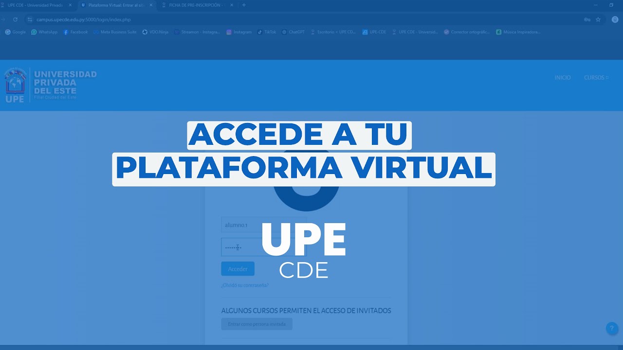Acceso a Plataforma Virtual UPE CDE - YouTube