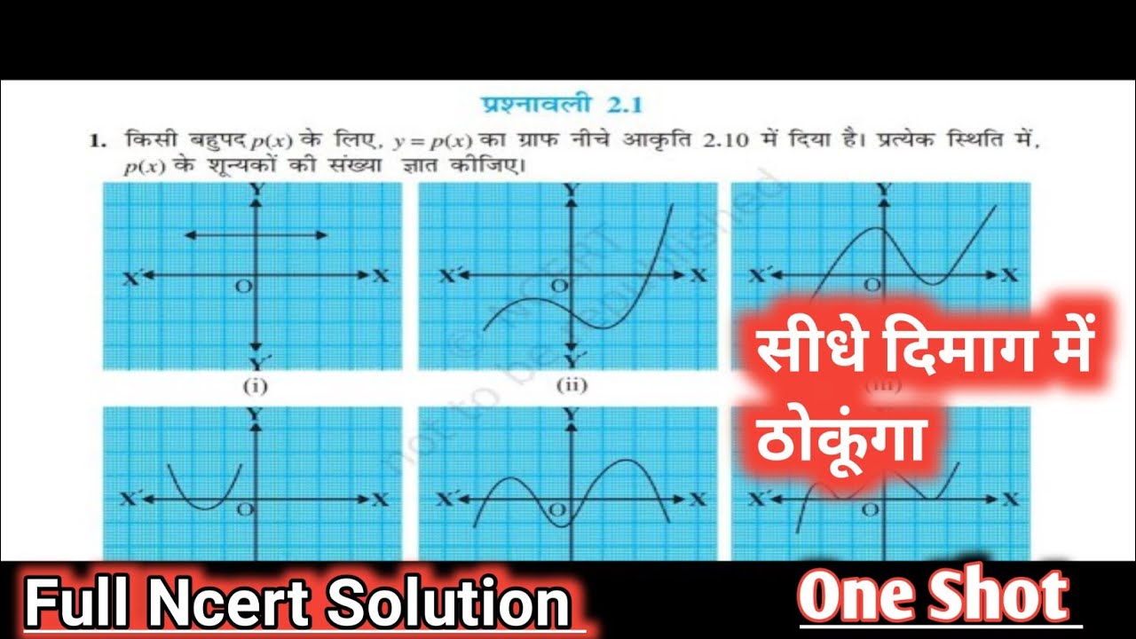 बहुपद प्रश्नावली 2.1 कक्षा 10 गणित।। Class 10th Math Chapter 2.1 ...