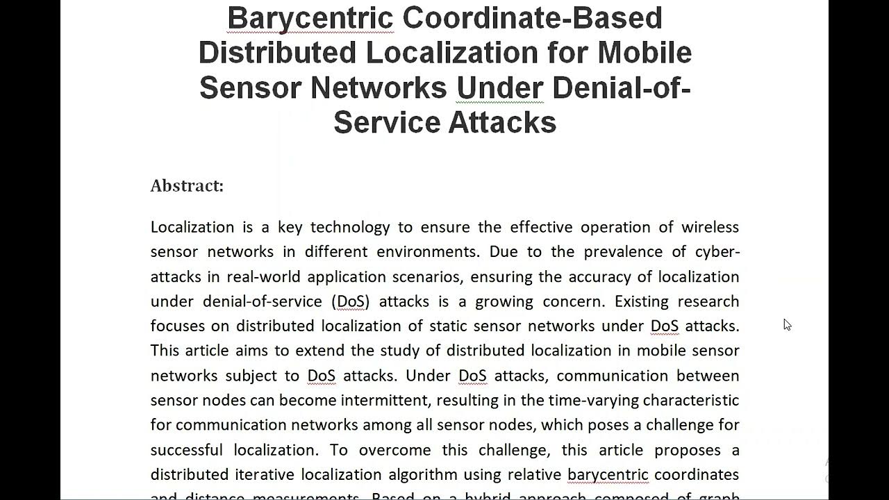 Barycentric Coordinate Based Distributed Localization for Mobile Sensor Networks Under Denial of ...