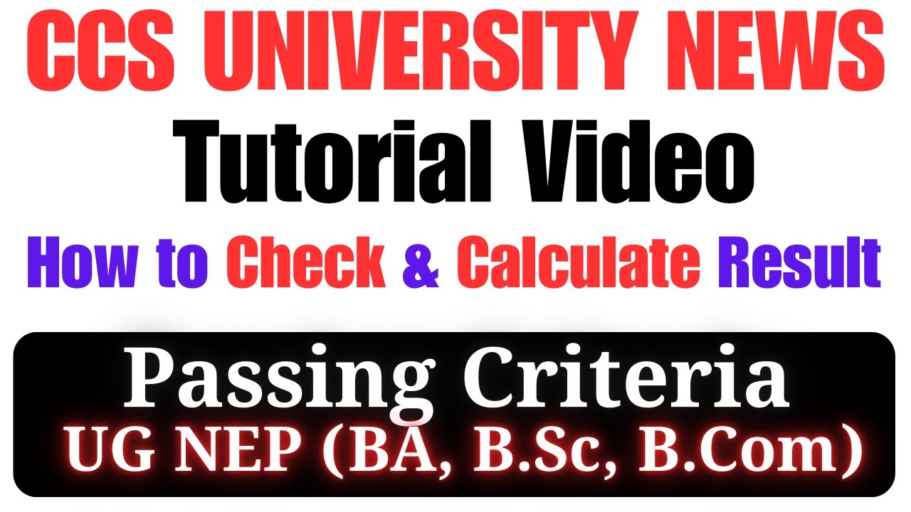 UG NEP Passing Criteria & Result Calculation | CCS NEW UPDATE TODAY # ...