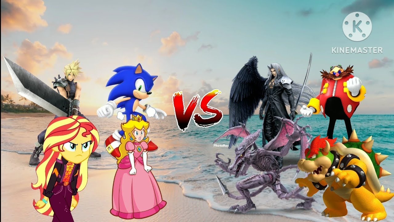 SSBU: Cloud, Sonic, Sunset Shimmer, and Princess Peach vs Sephiroth, Dr ...