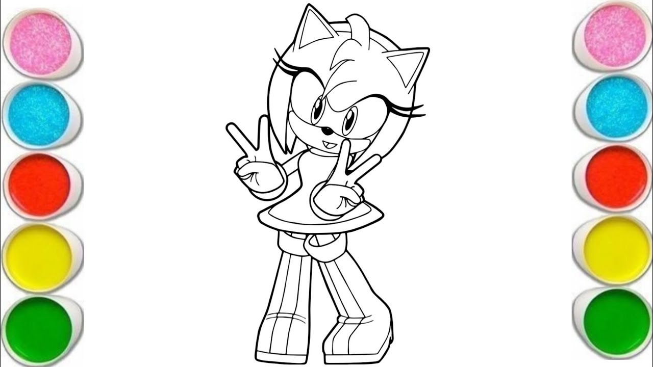 Beautiful Amy Rose drawing and colouring for kids and toddlers||Amy ...
