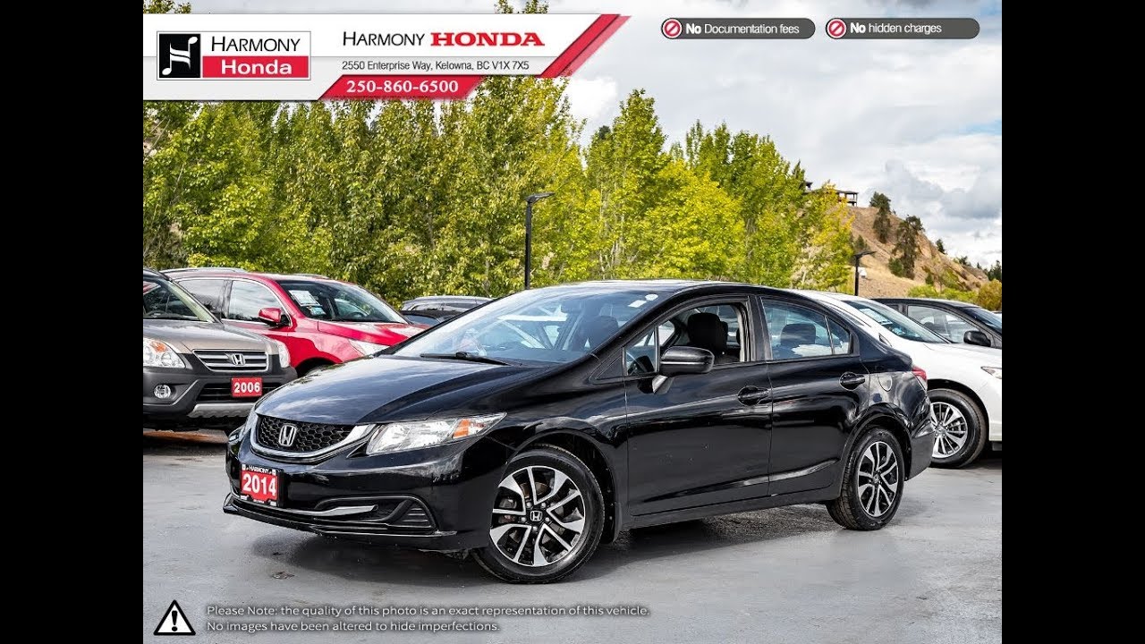 2014 Honda Civic EX Sedan - Harmony Honda - Black - U6585 - Kelowna, BC ...