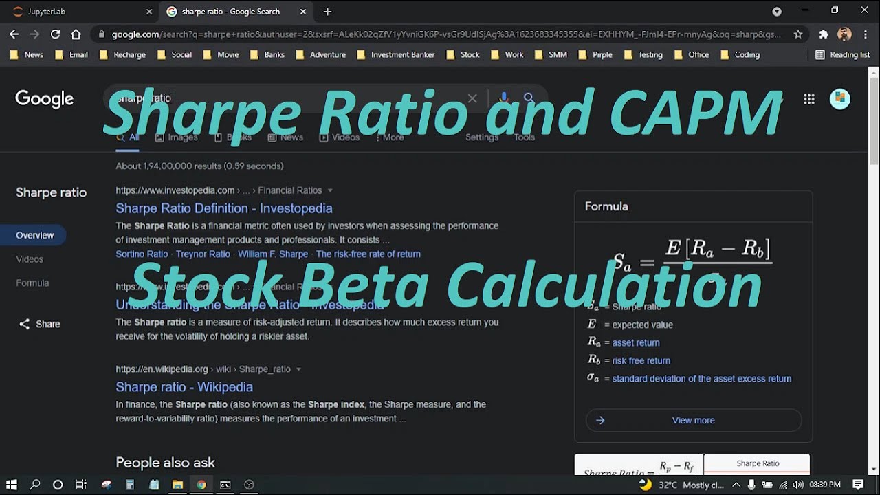 3. Sharpe Ratio and CAPM Calculation - Python and Finance - YouTube