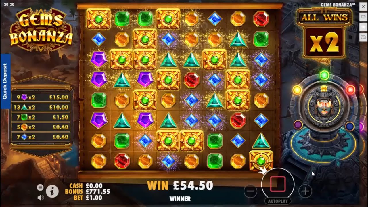 Gems Bonanza New Slot Game Win - YouTube