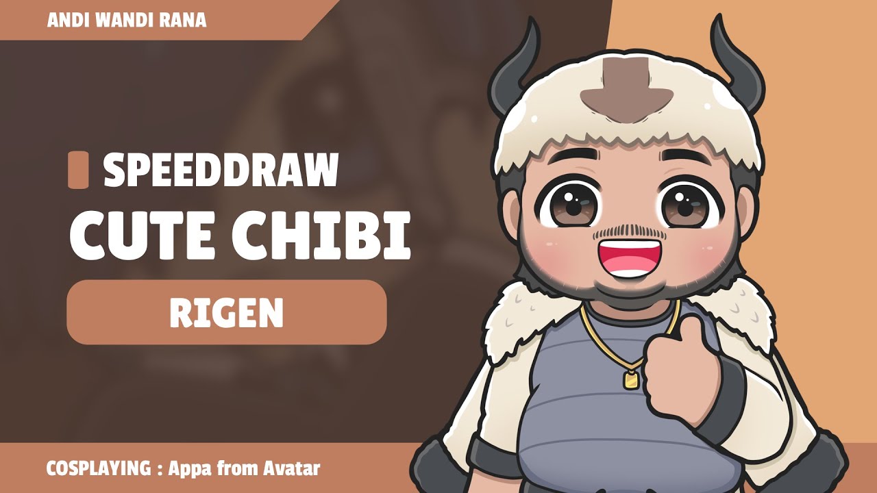 Cute Chibi Rigen X Appa [ speed draw #19 ] #avatarthelastairbender # ...